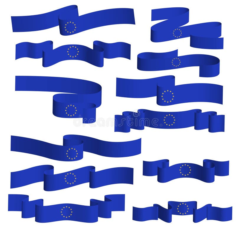 European Union Ribbon Flag Vector Element Bundle Set Stock Vector ...