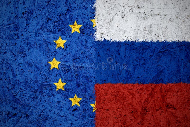 European Union and Russian Flags Stock Image - Image of national ...