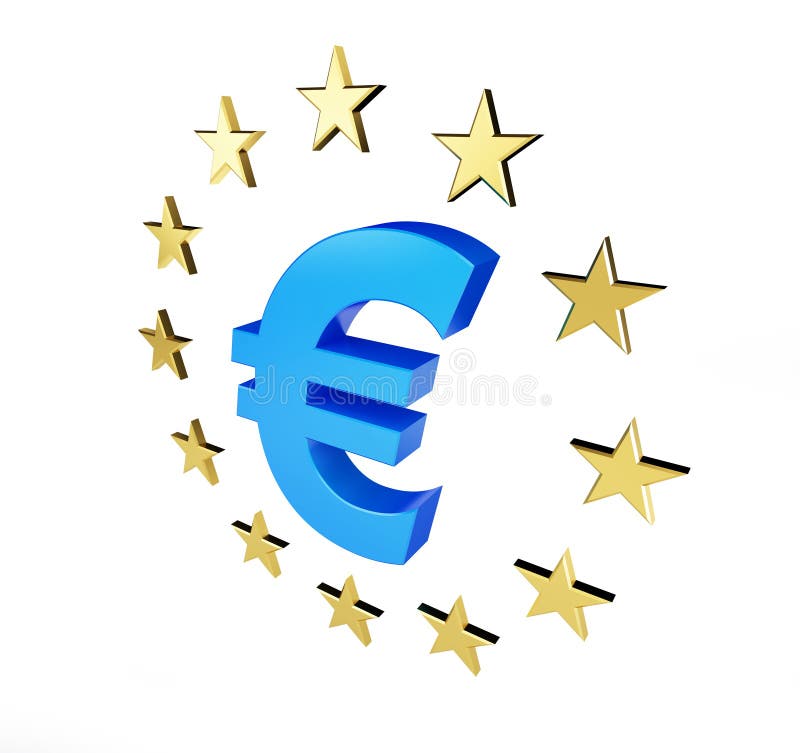 Sign of Euro on European Flag Stock Illustration - Illustration of euro ...
