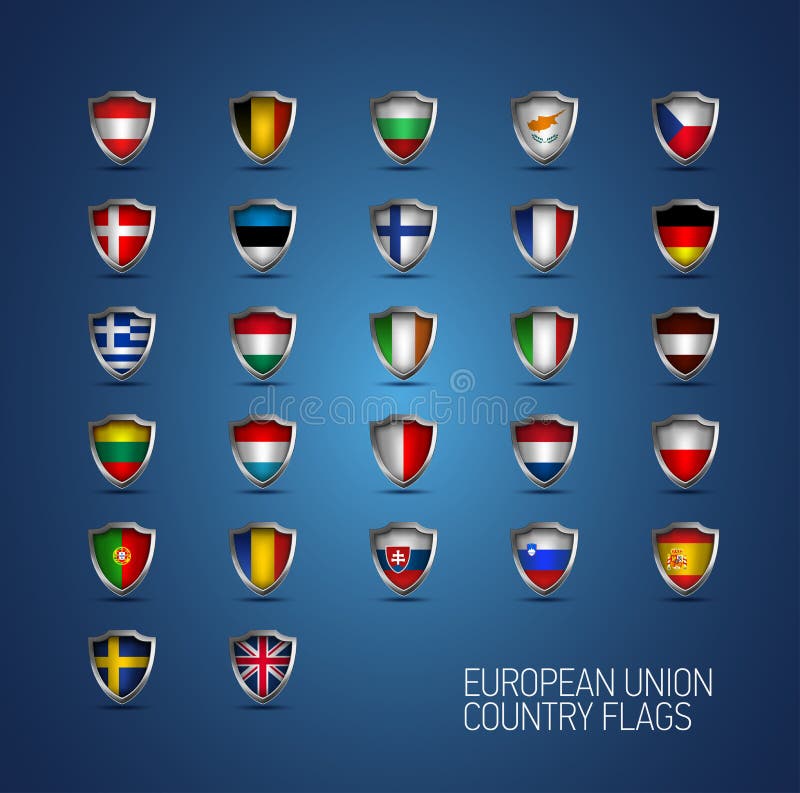 European Union States Full Flags. Vector Country Shields Stock ...