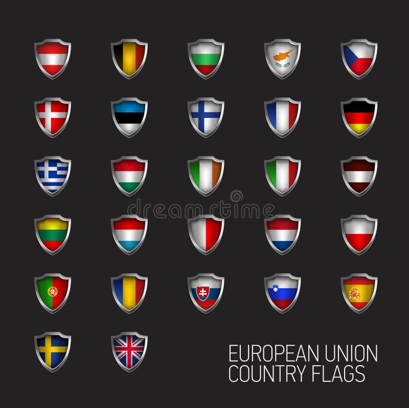 European Union States Full Flags. Vector Country Shields Stock ...
