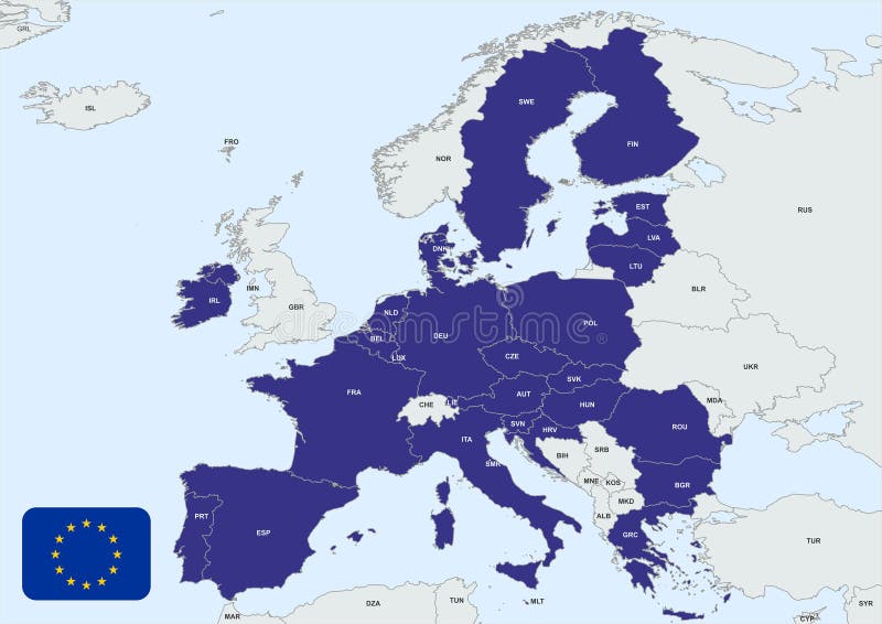European Union - Vector Editable Map with All Countries Stock Vector ...