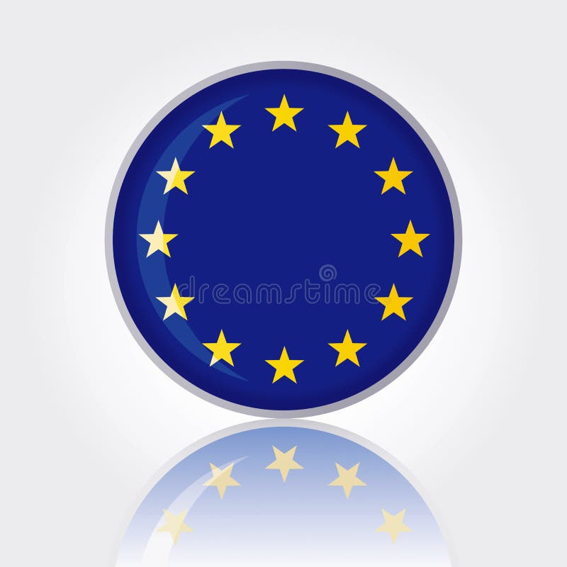 The European Union Vector Flag. 3D Simple Sign with Reflection Below ...