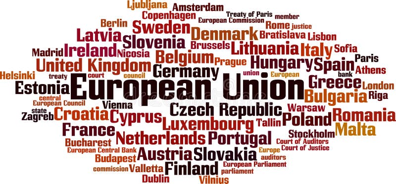 European Union word cloud stock vector. Illustration of central - 261455785