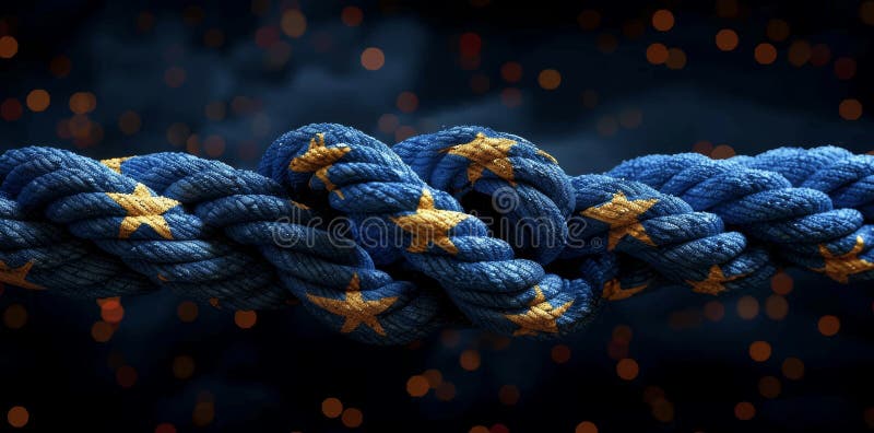 European Unity Knot: Symbol of Strength and Cohesion on Dark Background ...