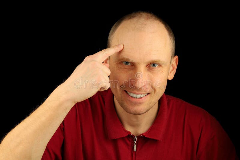 European White Man Points To His Head Stock Image - Image of points ...