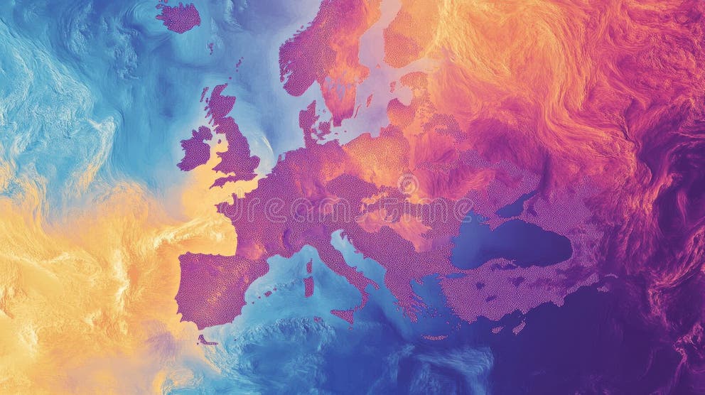 European Wind Pressure System Map, Modern Meteorological Visualization ...
