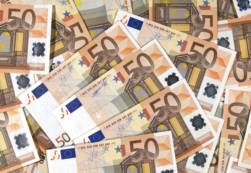 Euros Money, 50 Bank Notes stock image. Image of payment - 196848527
