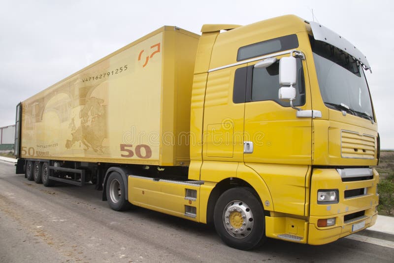 Blank Yellow Semi Tractor Trailer Truck Stock Image - Image of goods ...