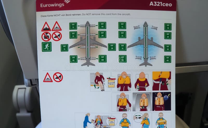 Eurowings Safety Card on Board of a Airplane Editorial Photography ...