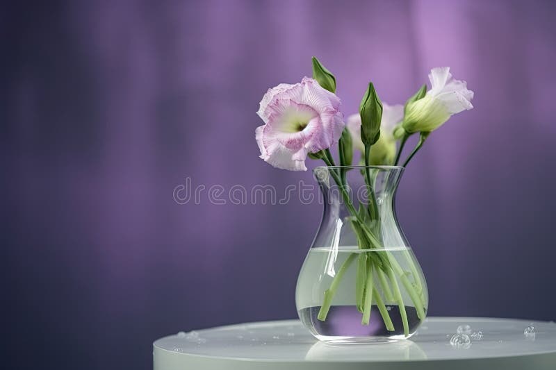 Eustoma Blossom in Hand-painted Vase on White Background Stock ...