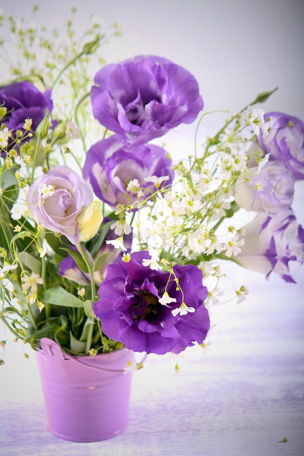 Eustoma flowers bouquet stock photo. Image of blossom - 42050704
