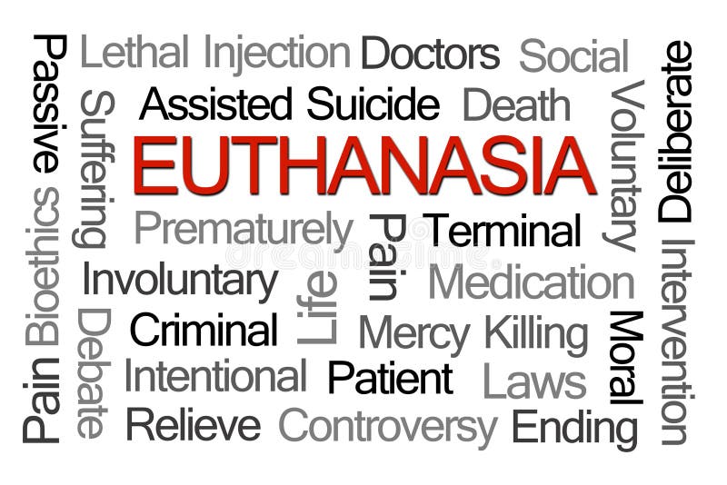 Euthanasie-Wort-Wolke stock abbildung. Illustration von geduldig - 69868829