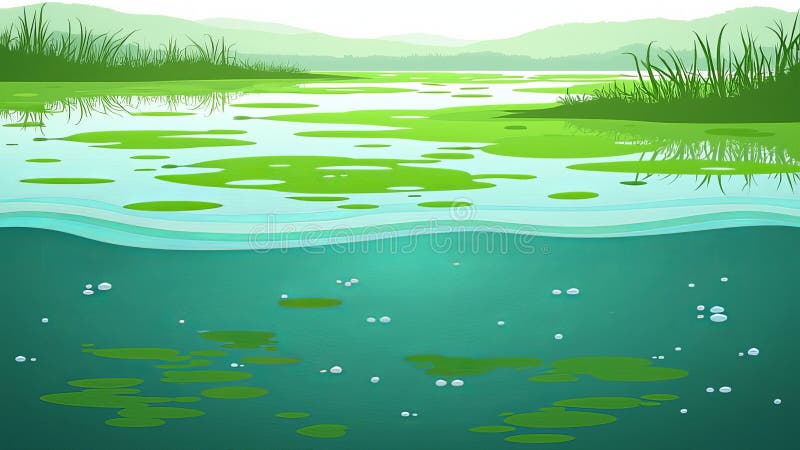 Eutrophication in a Tranquil River. Algae Overgrowth Due To Nutrient ...