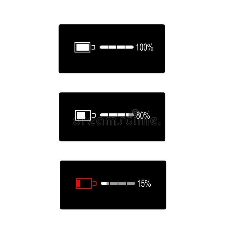 EV Car Battery Gauge with Percentage on Black Background, Vector ...