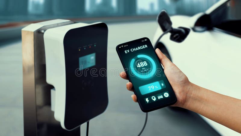 EV Car Battery Status on EV Smartphone Application. Peruse Stock Video ...