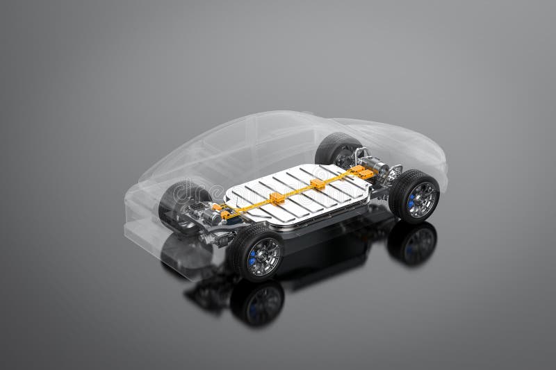 Ev Car or Electric Vehicle with Battery Pouch Cells Stock Illustration ...