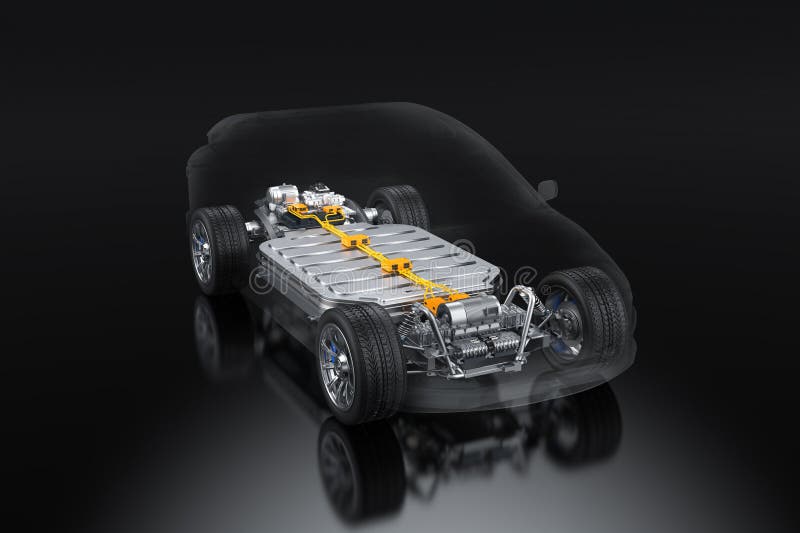 Ev Car or Electric Vehicle with Battery Pouch Cells Stock Illustration ...