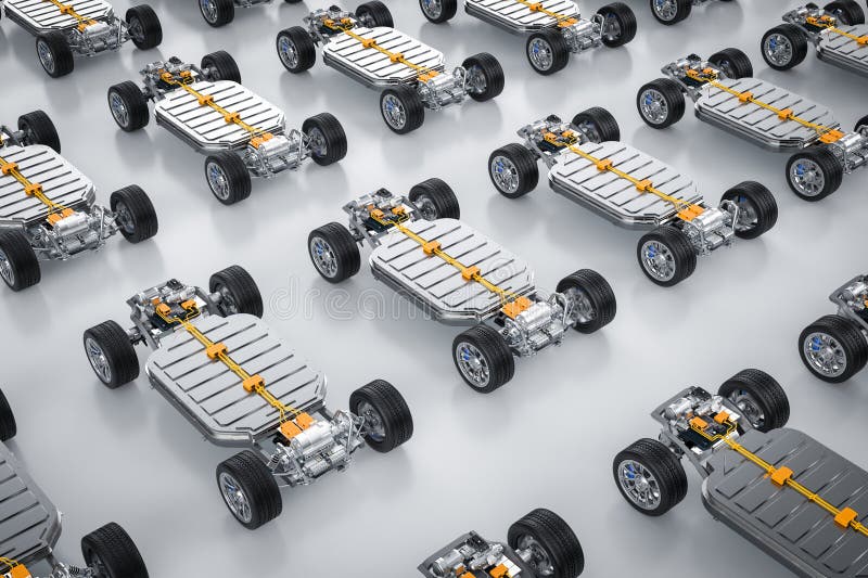 Ev Car or Electric Vehicle with Battery Pouch Cells in a Row Stock ...