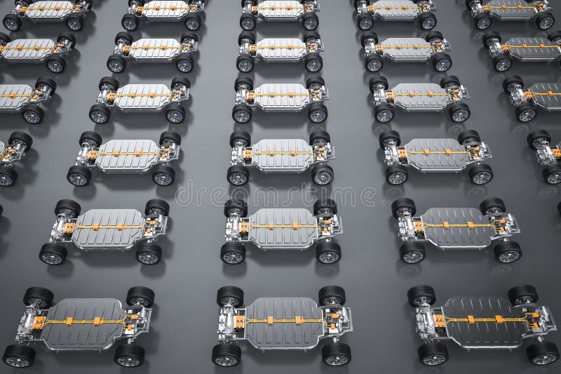 Ev Car or Electric Vehicle with Battery Pouch Cells in a Row Stock ...