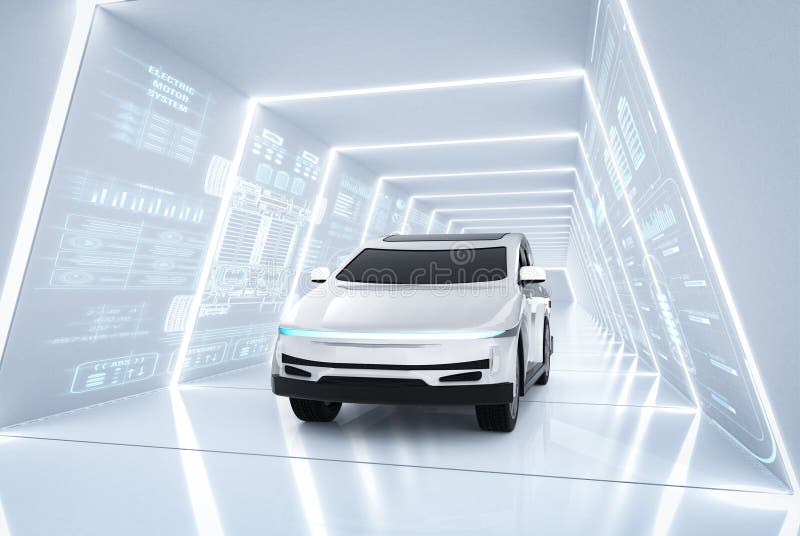 Ev Car or Electric Vehicle with Digital Graphic Interface Stock ...