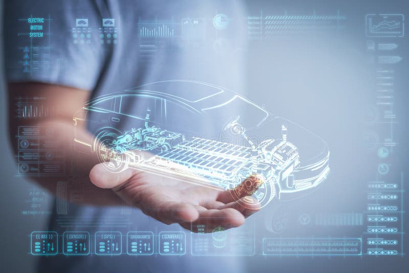 Ev Car or Electric Vehicle Display with Digital Graphic Interface Stock ...