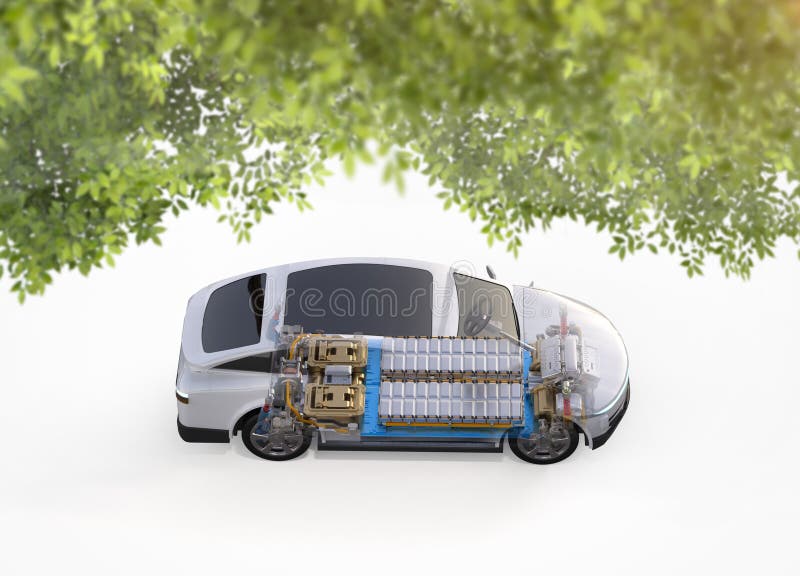 Ev Car or Electric Vehicle with Pack of Battery Cells on Platform Stock ...