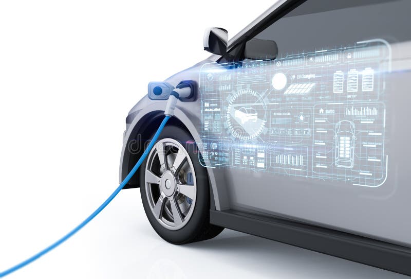 Ev Car or Electric Vehicle Plug in with Recharging Station Display ...