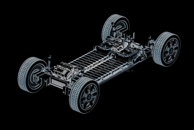 Ev Car or Electric Vehicle Structure with Pack of Battery Cells on ...