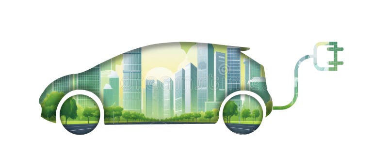 Ev Car Green Energy and Renewable Energy Concept Stock Illustration ...