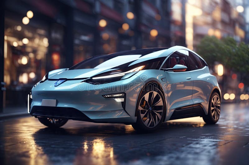 An EV Car with Motion Lighting Automotive Innovation. Ai Generative ...