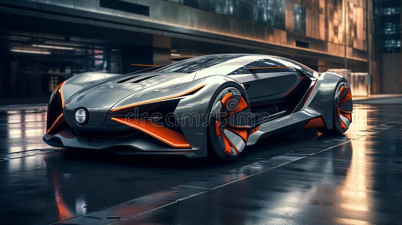 EV Car Technology for the Future.3D Rendering. Stock Illustration ...