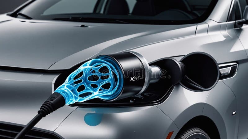 Ev? Charger Connect Car Generate Ai Stock Illustration - Illustration ...