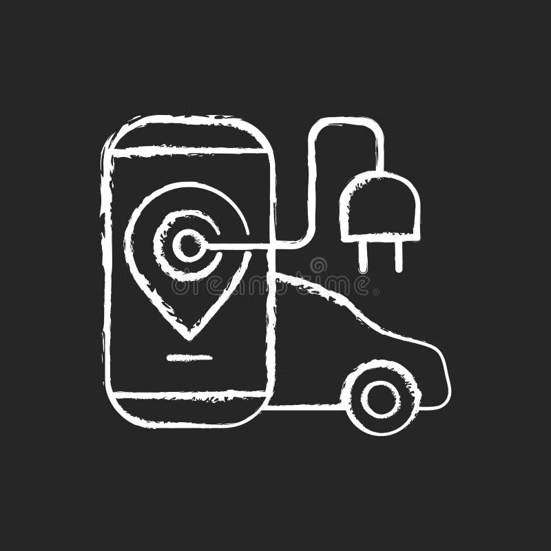 EV Charging App Chalk White Icon on Black Background Stock Vector ...
