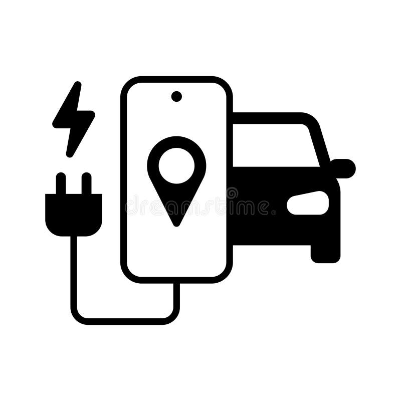 EV Charging App Icon, Electric Car Charge Station Map Pointer ...