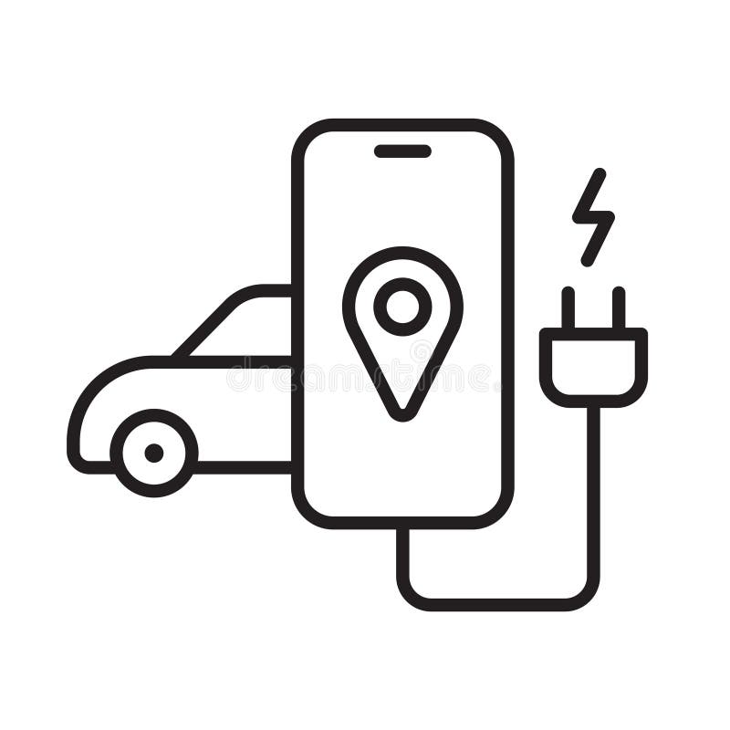EV Charging App Icon, Electric Car Charge Station Map Pointer Stock ...