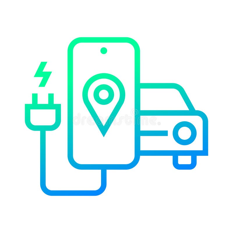 EV Charging App Icon, Electric Car Charge Station Map Pointer ...