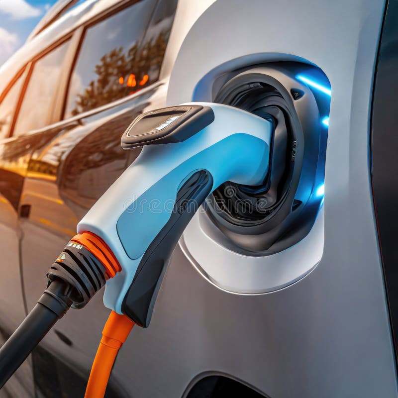EV Charging Connector Inserted into Car Stock Image - Image of vehicle ...
