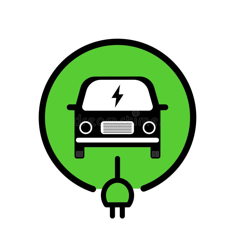 EV Charging Electric Car with Plug Icon, Eco Friendly Vehicle Concept ...
