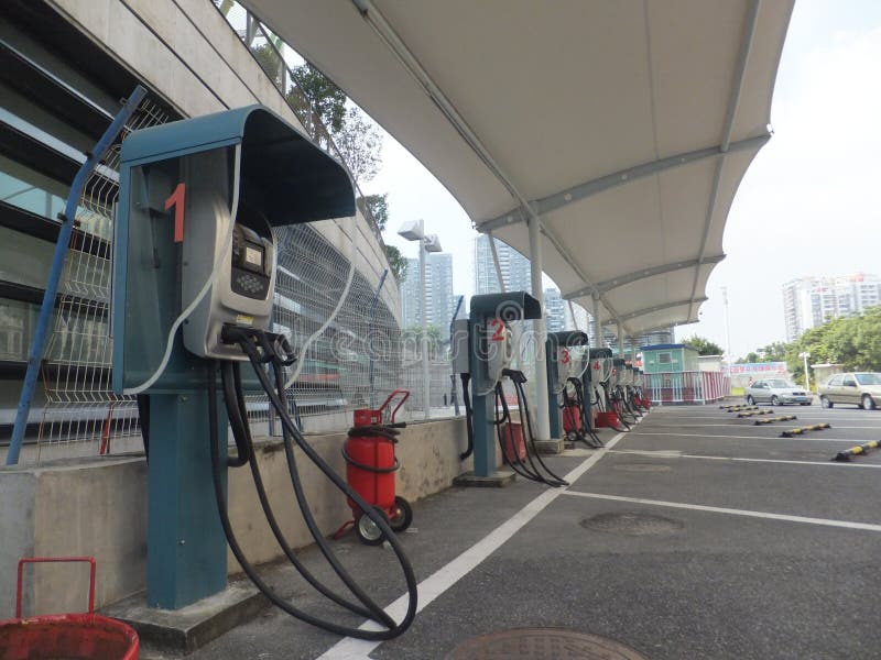 Ev Charging Facilities Landscape, Convenient Ev Charging Editorial ...