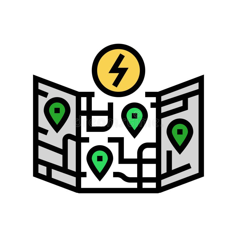 Ev Charging Map Electric Color Icon Vector Illustration Stock Vector ...