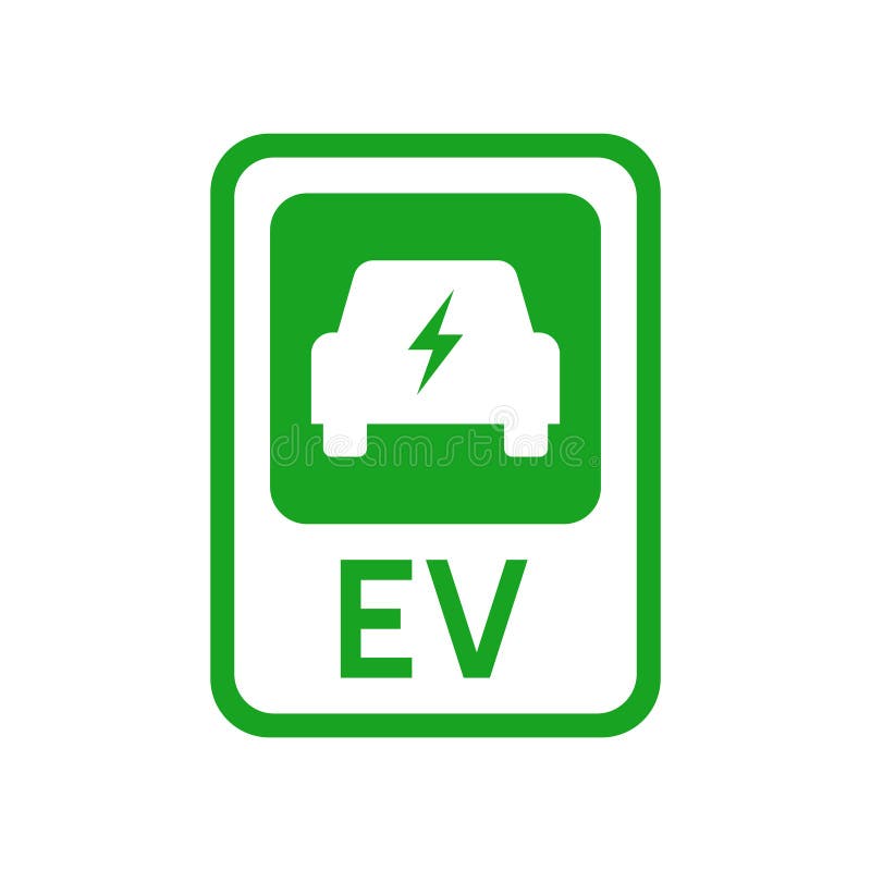 EV Charging and Parking Sign, Electric Car Charging Point Icon Stock ...