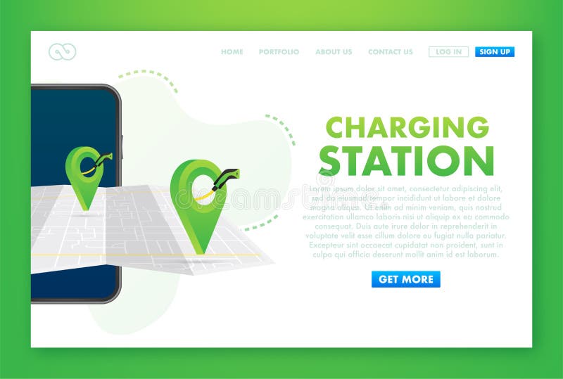 EV Charging Station Banner. Vector Stock Illustration Stock Vector ...
