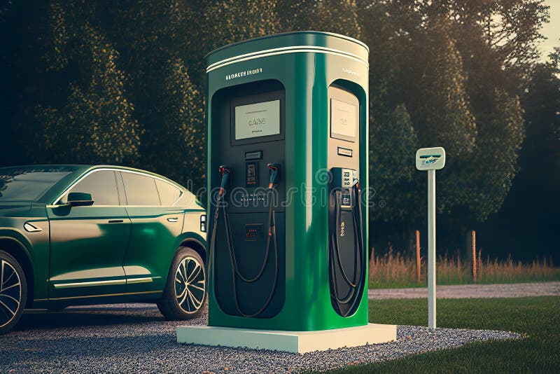 EV Charging Station for Electric Car in Concept Green Energy Created ...