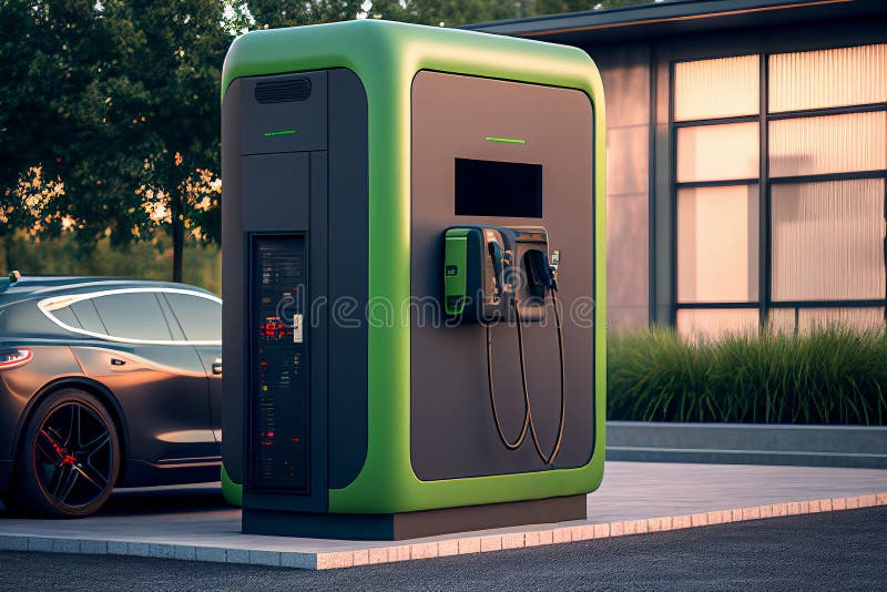 EV Charging Station for Electric Car in Concept Green Energy Created ...
