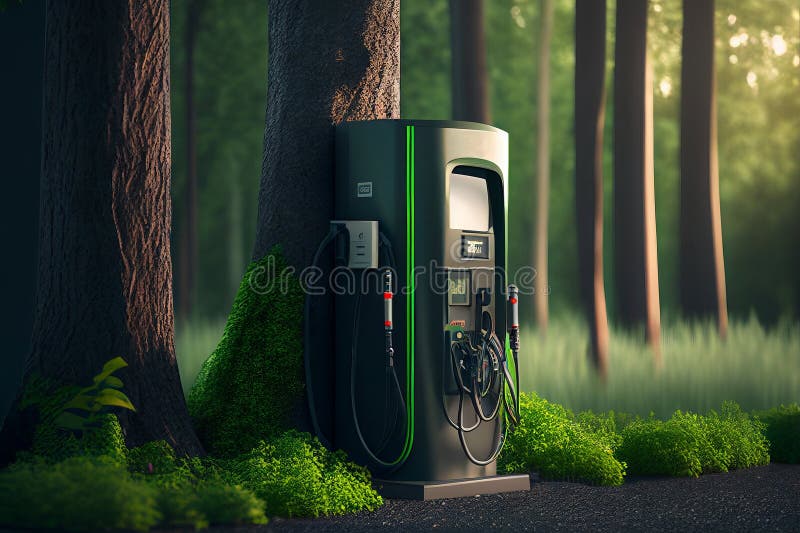 EV Charging Station for Electric Car in Concept Green Energy Created ...