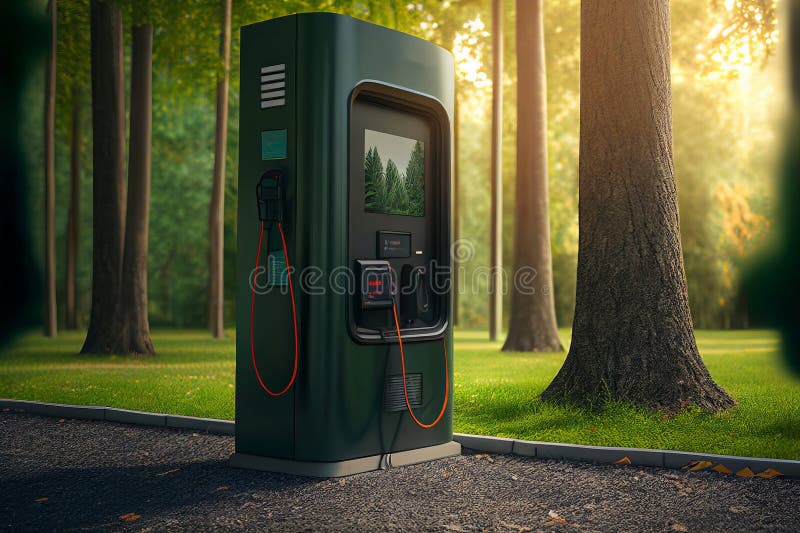 EV Charging Station for Electric Car in Concept Green Energy Created ...