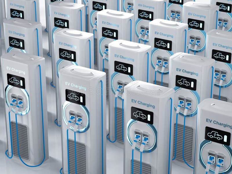 EV Charging Stations or Electric Vehicle Recharging Stations Stock ...