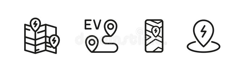 EV Charging Stations Map or Network Linear Icon Stock Vector ...