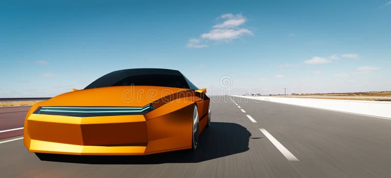 EV Concept Car Run on the Road. 3d Rendering Stock Illustration ...